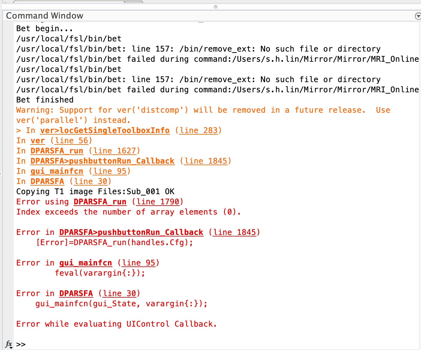 DPARSF advanced edition: warning message&error | The R-fMRI Network